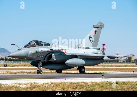 A Qatar Emiri Air Force plane seen in the airspace. (Photo by Gerard ...