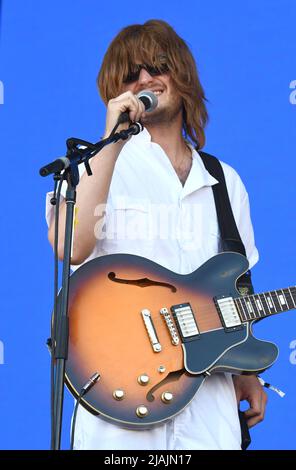 Actor and musician Joe Keery, stage name DJO, is shown performing on ...