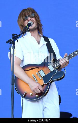 Actor and musician Joe Keery, stage name DJO, is shown performing on ...