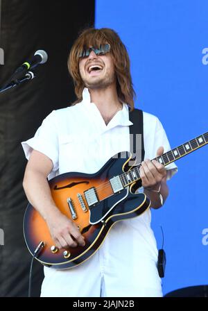 Actor and musician Joe Keery, stage name DJO, is shown performing on ...