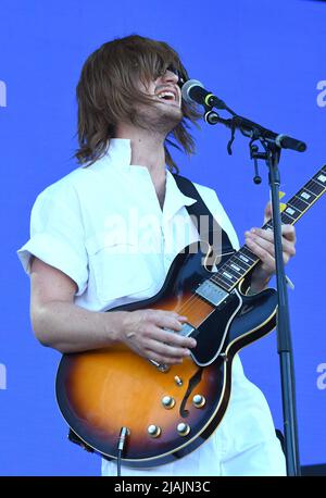 Actor and musician Joe Keery, stage name DJO, is shown performing on ...