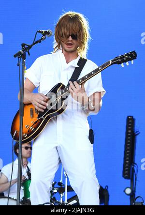 Actor and musician Joe Keery, stage name DJO, is shown performing on ...