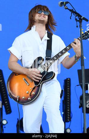 Actor and musician Joe Keery, stage name DJO, is shown performing on ...
