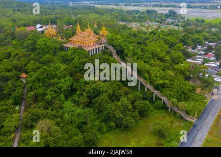 view of Ta Pa pagoda in Ta Pa hill, Tri Ton town, one of the most ...