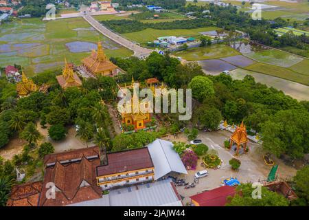 view of Ta Pa pagoda in Ta Pa hill, Tri Ton town, one of the most ...