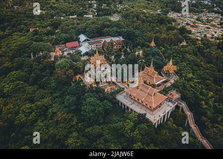 view of Ta Pa pagoda in Ta Pa hill, Tri Ton town, one of the most ...