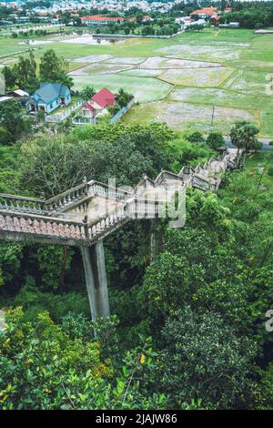view of Ta Pa pagoda in Ta Pa hill, Tri Ton town, one of the most ...