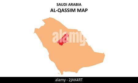 Al qassim province highlighted on saudi arabia map. Gray background ...