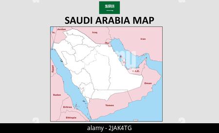 Colorful Saudi Arabia political map with clearly labeled, separated ...