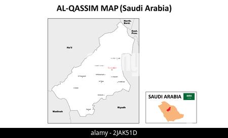 Al-Qassim Map.Al-Qassim Map Saudi Arabia with white background and line ...