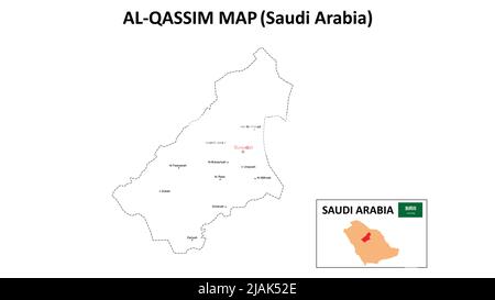 Al-Qassim Map.Al-Qassim Map Saudi Arabia with white background and line ...