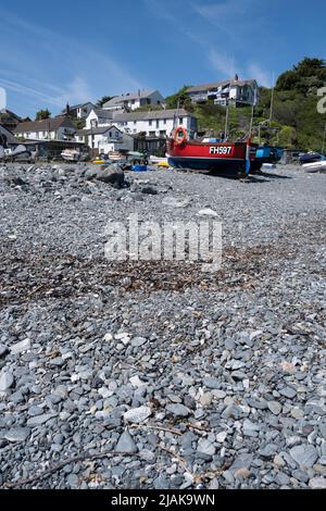 The rocky beach at Porthallow, Cornwall a small fishing community on ...