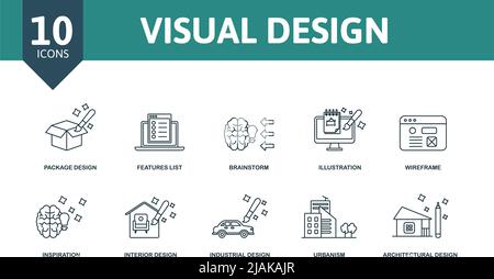 Visual Design set icon. Editable icons visual design theme such as ...