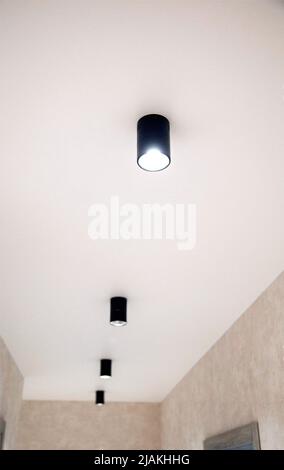 Black Modern LED Stretch Ceiling Light Stock Photo - Alamy