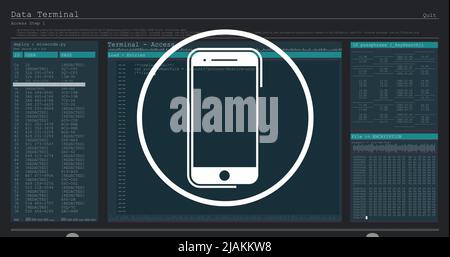 Image of smartphone icon and data processing Stock Photo - Alamy