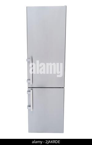 New refrigerator isolated on white background. Front view of modern ...