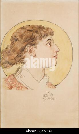 Carton for polychrome of St. Mary's Church a devil's bust with an open ...