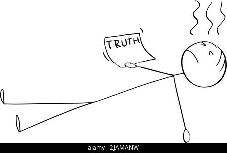 Faint Person Lying on Ground Shocked by Truth, Vector Cartoon Stick ...