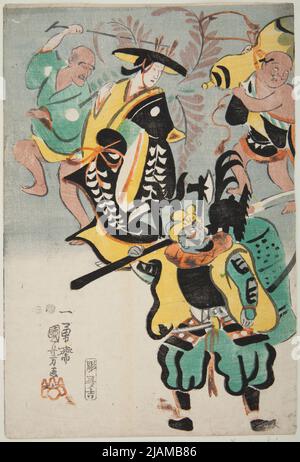 Kabuki actors Onoe Kikugoro VIII (R) and Onoe Kikunosuke VI, father and ...