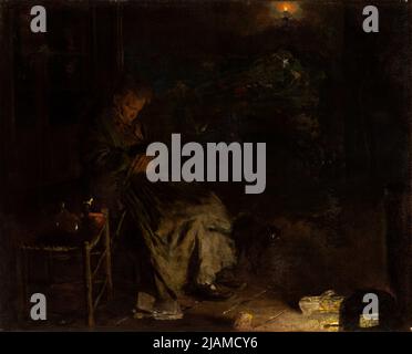 Old Woman Watching over a Dead Body I (1880-1890) by Aleksander ...