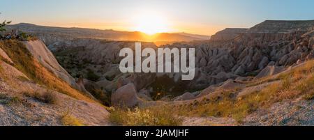 sunset at Panorama Viewpoint in Rose Valley, Cappadocia Stock Photo - Alamy