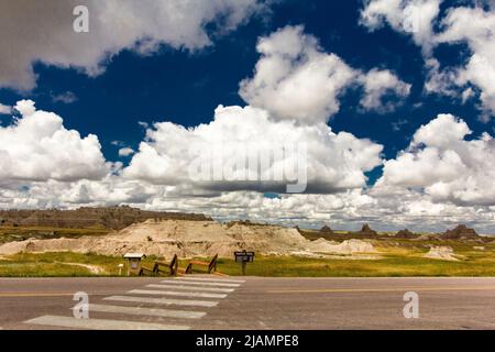Badlands National Park during a sunny summer day, South Dakota Stock ...
