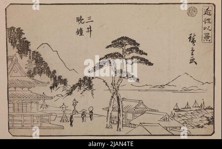 Mii Temple, evening bell, board 4 from the series: Eight views of the ...