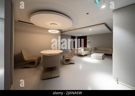 Players changing rooms at Khalifa International Stadium. The arena is ...