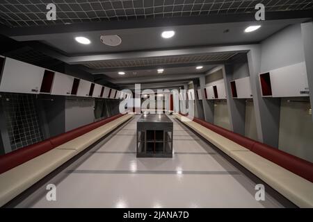 Players changing rooms at Khalifa International Stadium. The arena is ...