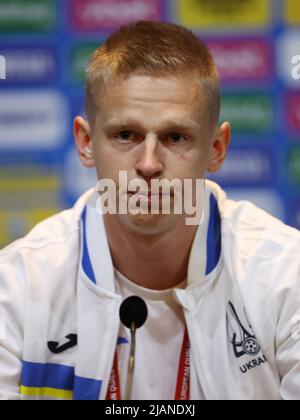 Ukraine's Oleksandr Zinchenko during a press conference at Wembley ...