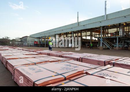 First Quantum Minerals. A stack of newly mined copper sheets, FQM ...