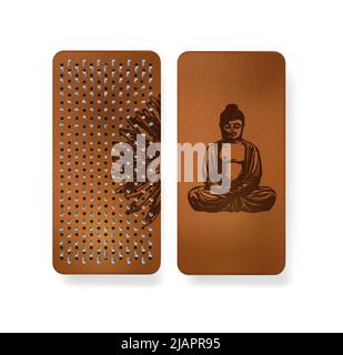Realistic sadhu boards icon set on the side of nails and on the back ...