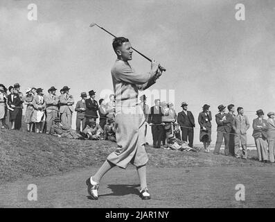 BOBBY LOCKE South African golfer plays his tee shot on the 13th at ...