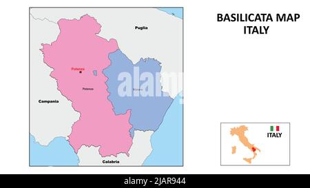 map of Basilicata province of Italy and location on Italian map Stock ...