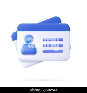 3D ID Card, Driver License or Plastic Card Isolated. Render Identity ...