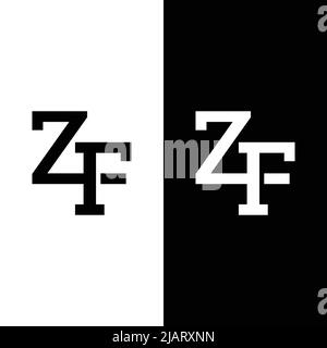 ZF, FZ letter logo black and white color vector for business and ...
