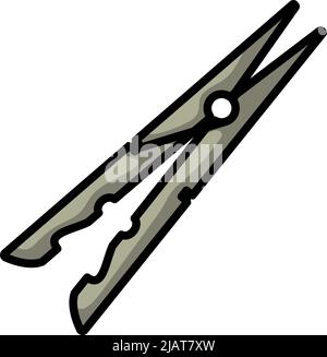 Clothes peg outline vector icon. Thin line black clothes peg icon, flat ...