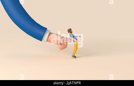 A person being pushed forward by a large hand. Business development ...