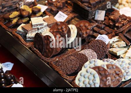 Various types of chocolate delicacies for sale Stock Photo - Alamy