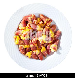 Raw chicken hearts with fresh vegetables Stock Photo - Alamy