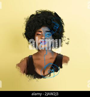 Creative photo artwork graphics collage of funny attractive flexible young girl legs instead ...