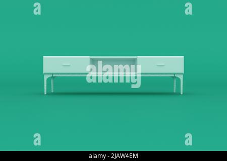 TV cabinet isolated on turquoise background, flat style, 3D rendering ...