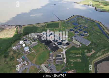 Motney hill sewage treatment works Gillingham Kent drone aerial view ...