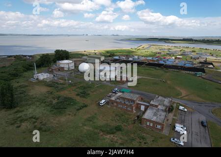 Motney hill sewage treatment works Gillingham Kent drone aerial view ...