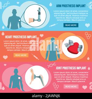 Orthopedic prothesis medical implants artificial body parts flat icons collection with ...