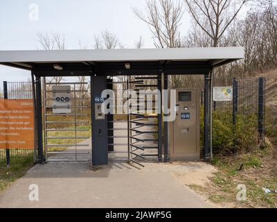 Electronic gate. Electronic ticket verification Stock Photo - Alamy