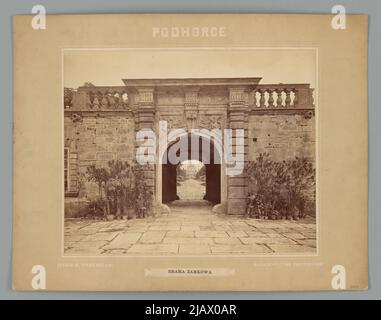 Pidhirtsi. Castle gate with a view of the church of St. Joseph ...