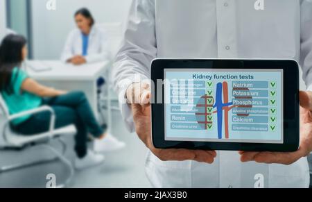 Kidney Renal Function Test Medical check up test tube with biological ...
