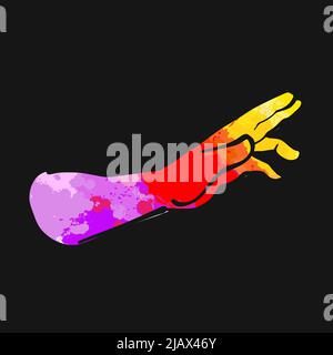 Showing Left Hand Side. Colorful human hand outline. Vector drawing ...