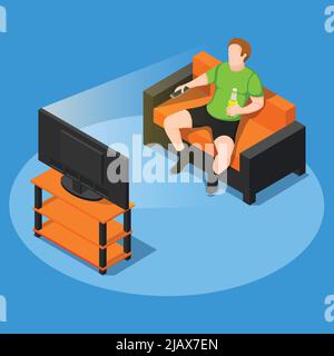 Sedentary lifestyle isometric composition of faceless male character ...
